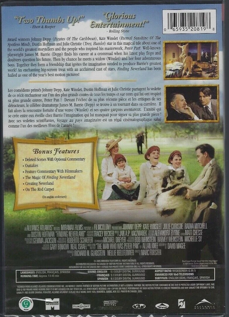 FINDING NEVERLAND (DVD, 2005, Johnny Depp/Kate Winslet/Julie Christie ...