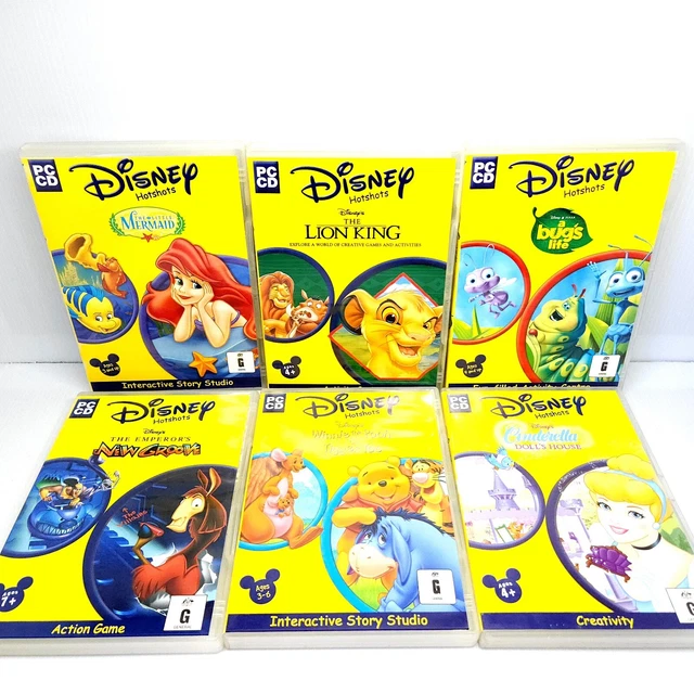 6X DISNEY HOTSHOTS PC CD-Rom Activity Centre Games (Pooh, Cinderella ...