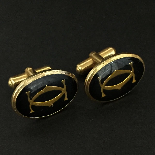 CARTIER 2C LOGO Oval Gold Tone Cuff Links/9X0240 £0.78 - PicClick UK