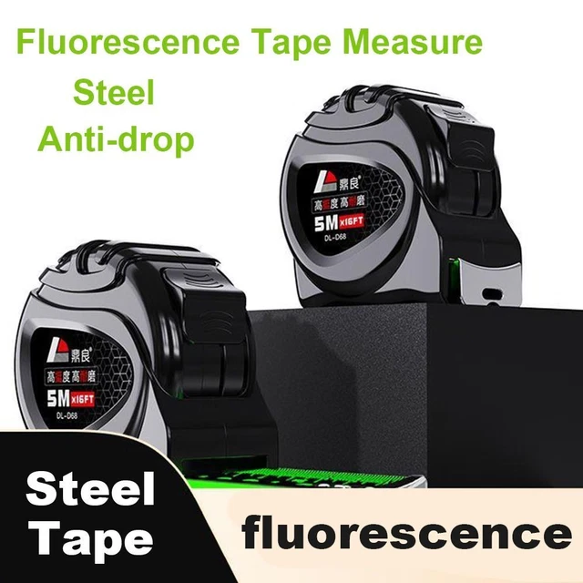 SELF LOCKING TAPE Measure Fluorescent Steel Workbench Ruler DIY Rule ...