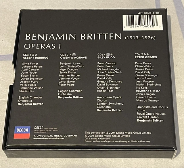 BENJAMIN BRITTEN•CONDUCTS BRITTEN OPERAS I•8 CD’s SET•DECCA•2004•Made ...
