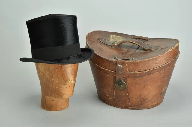 STOKE EDITH RAILWAY Station GWR Labelled Victorian Leather Hat Box ...