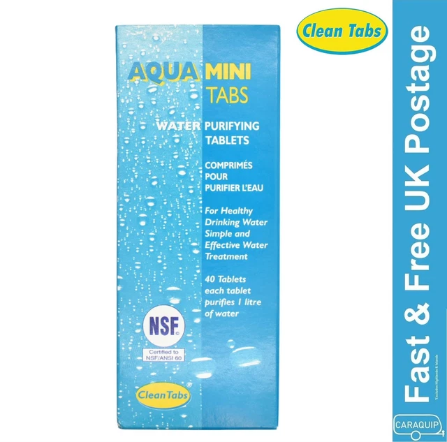 AQUA CLEAN MINI Tabs x 40 Drinking Water Purification Sterilising ...