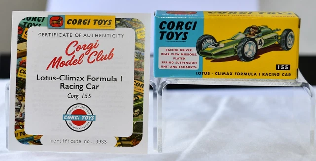CORGI MODEL CLUB Lotus Climax Formula 1 Racing Car Reissue No: 155 £26. ...