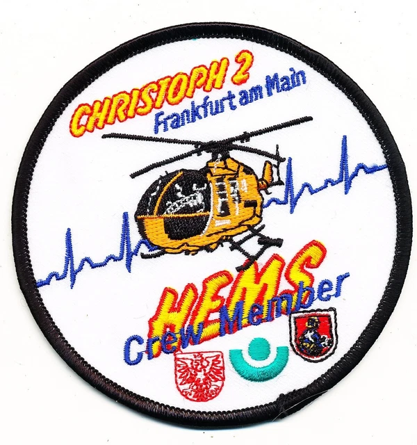 AUFNÄHER PATCH RETTUNGSHUBSCHRAUBER Christoph 2 HEMS, FRANKFURT/MAIN ...