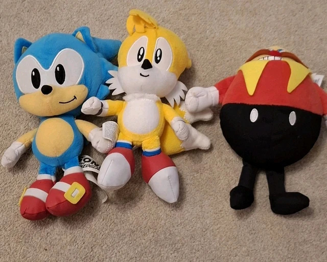 SONIC THE HEDGEHOG Plush Bundle Sonic Tails Eggman SEGA 8–9 Inch Toys £ ...