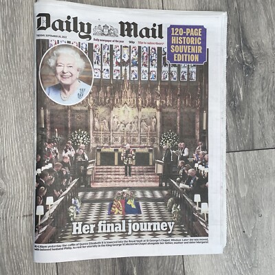 DAILY MAIL - Funeral Of Queen Elizabeth II - 20th September 2022 Royal ...