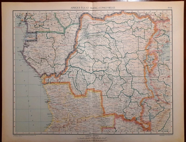 CARTA GEOGRAFICA AFRICA EQUATORIALE CONGO 1958 Atlas Missionum Chiesa ...