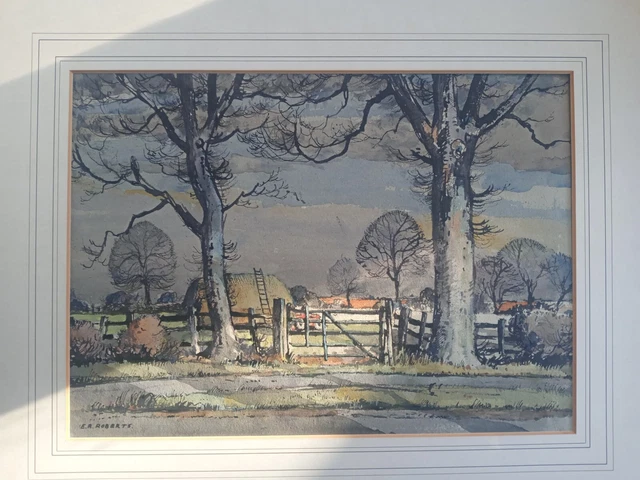 VINTAGE WATERCOLOUR BY E R Roberts Well Executed Farm Scene £44.99 ...