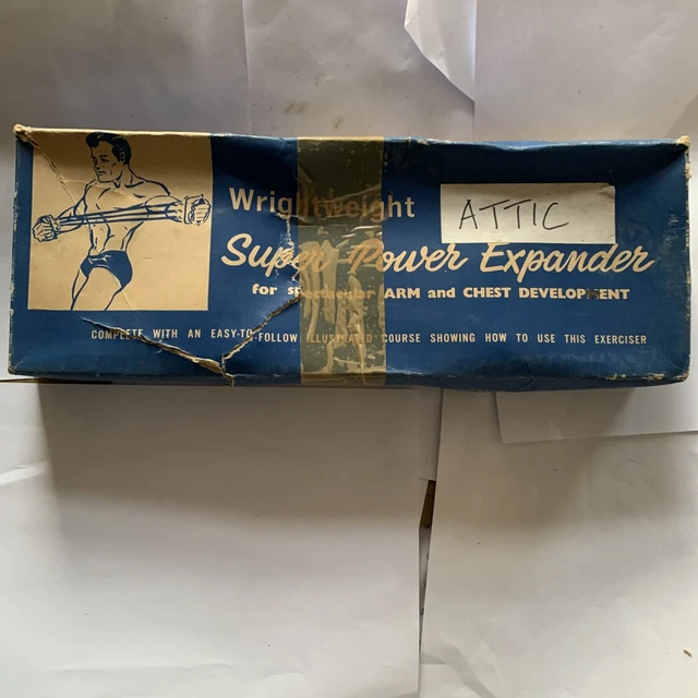VINTAGE WRIGHTWEIGHT SUPER Power Chest Expander 1950's Boxed Rare 2 ...