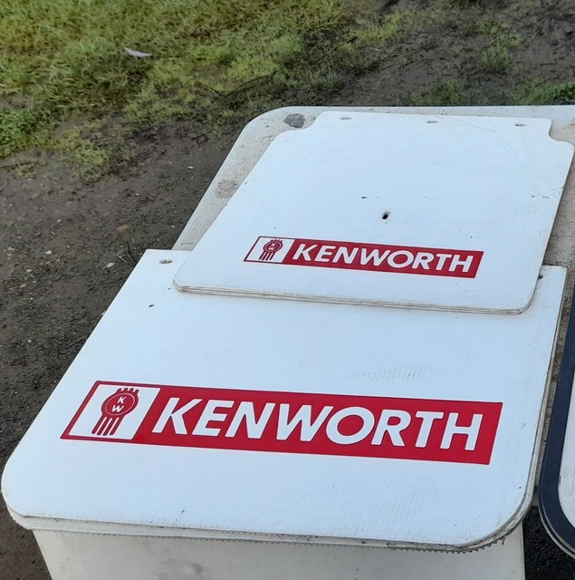2X KENWORTH TRUCK Mud Flap - White with Red Logo 24" x 24" $202.10 ...