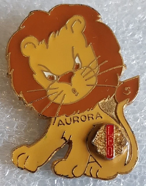 VINTAGE LIONS CLUB Aurora Leo Lion Lapel Brooch Pin Metal Colletible ...