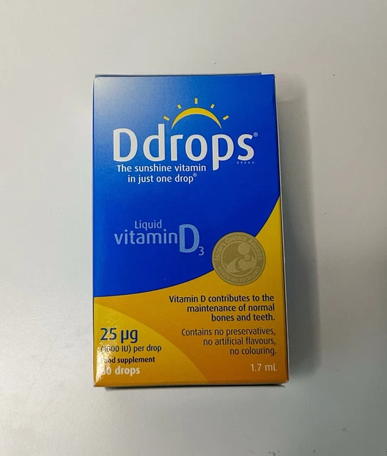 D DROPS LIQUID Vitamin D3 25ug Daily Supplement Immune Support Brand ...
