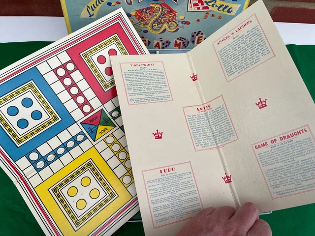 VINTAGE BOARD GAMES Compendium probably 1950s Ludo Snakes & Ladders ...