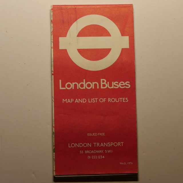 LONDON TRANSPORT BUSES Map and List of Routes 1976 No 2 Ref 876 £3.49 ...