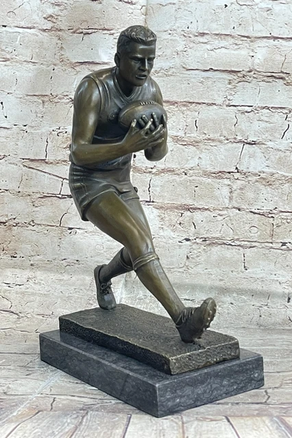 BRONZE SCULPTURE FONTE Original Robuste Rugby Lecteur Statue Figurine ...