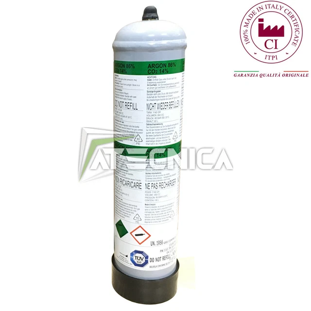 BOUTEILLE DE GAZ ARGON CO2 1 Litre non rechageable DECA 010502 soudage ...