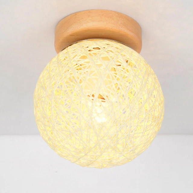 E27 BULB BASE Rattan Ball Ceiling Light Woven Lamp £12.55 - PicClick UK