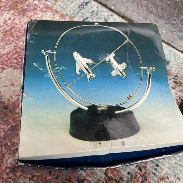 RARE VINTAGE RETRO Desk Novelty Kinetic Art Fighter Plane Electric ...