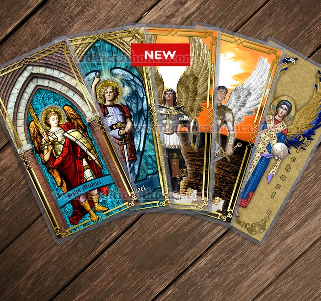 SAINT MICHAEL ARCHANGEL laminated Holy Prayer cards. Stained Glass ...