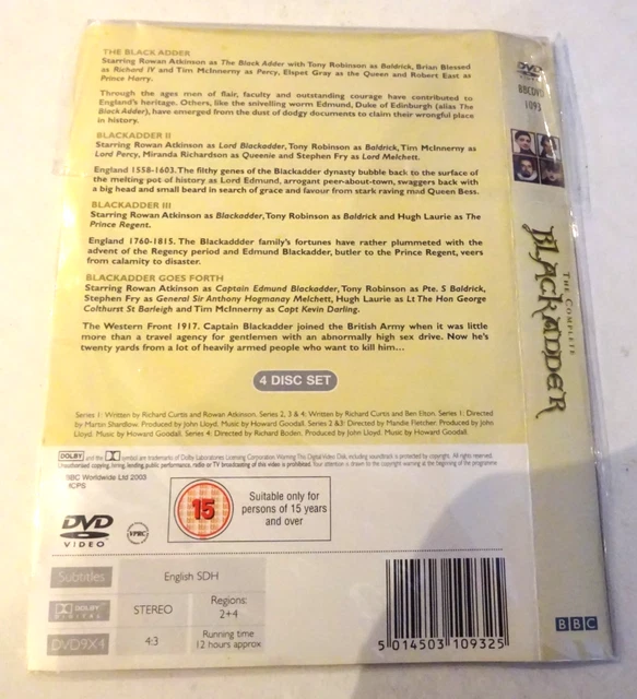 BLACKADDER - COMPLETE (DVD, 2001) NO CASE £10.00 - PicClick UK
