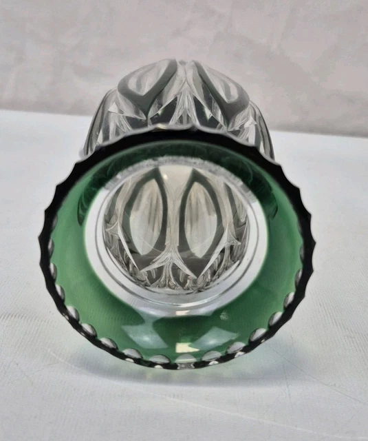 VAL ST. LAMBERT Art Deco Emerald Green Cut to Clear Crystal Vase ...