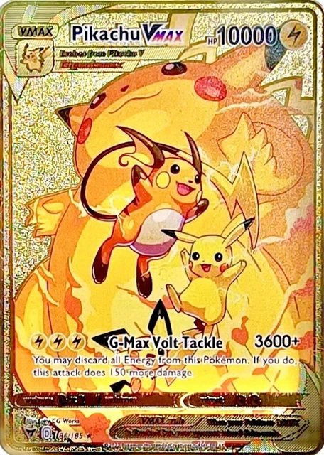 POKEMON GOLD METAL Card Pikachu VMax Fun Art Card Vstar Vmax Mega Gx ...