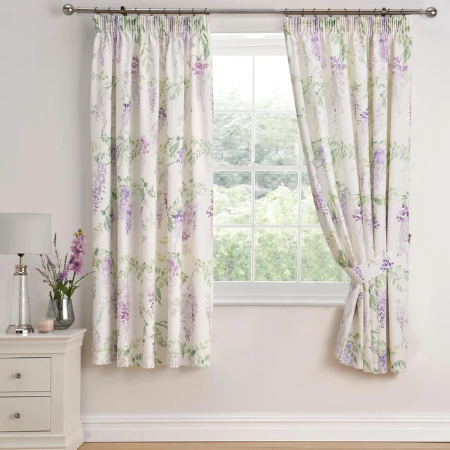 PENCIL PLEAT CURTAINS – Wisteria Purple – W66 X L72 (168 X 183Cm ...