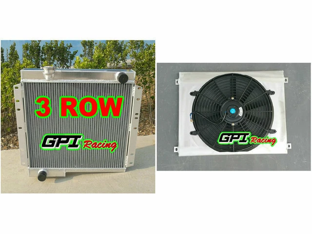62MM ALUMINUM RADIATOR+SHROUD+FAN For Toyota Land cruiser BJ40 BJ42 ...