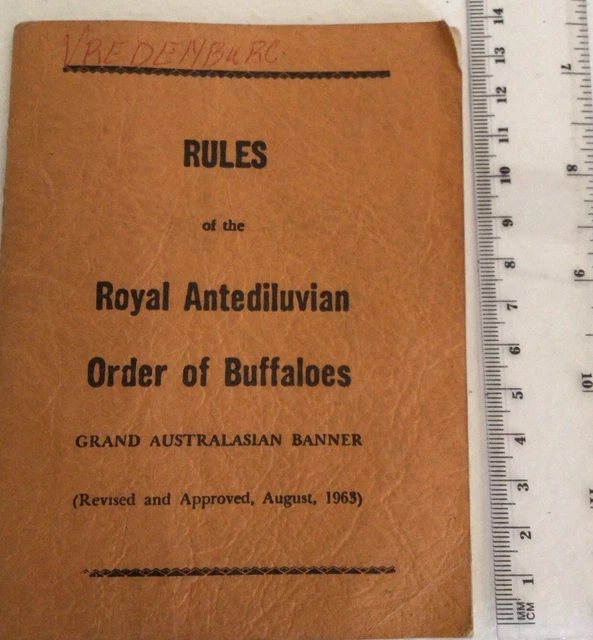 ROYAL ANTEDILUVIAN ORDER Of Buffaloes Rule Book 1963 $10.00 - PicClick AU