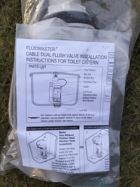FLUIDMASTER PUSH BUTTON Cable Dual Flush Valve Toilet £4.99 - PicClick UK
