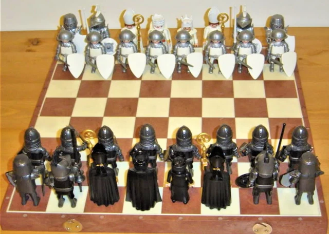 PLAYMOBIL CUSTOM CHESS set Knights Medieval Castle 3665 3666 3667 3123 ...