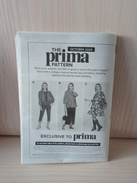OCT. 2024 PRIMA Magazine Sewing Pattern.Smock &Dress . Size 6-24 ...