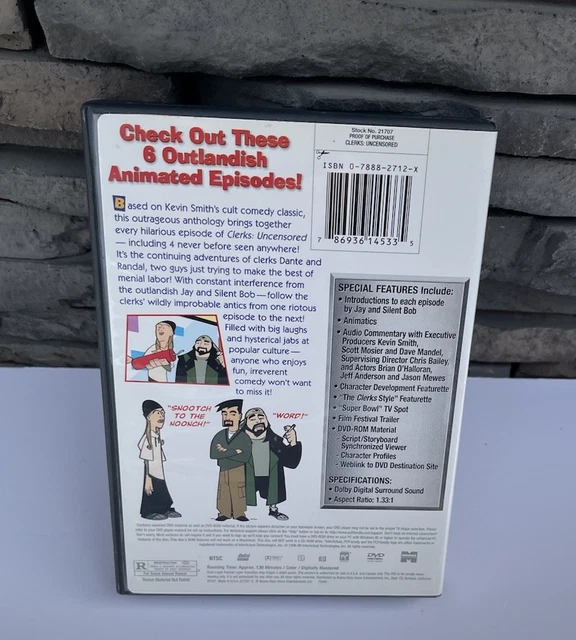 CLERKS UNCENSORED DVD 2 Disc Animated Collector TV Series Kevin Smith ...