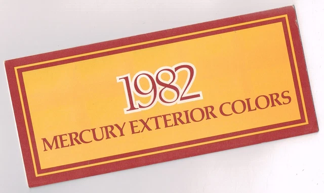 1982 MERCURY COLOR CHART Chip Paint Sample Brochure: COUGAR XR-7 ...