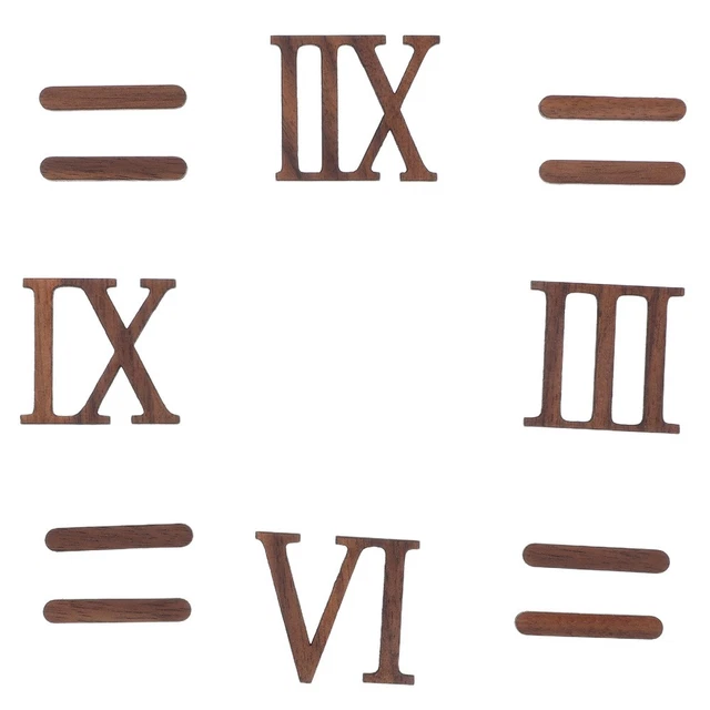 12PCS CLOCK WOODEN Numbers Wooden Roman Numerals Shape Unfinished Wood ...