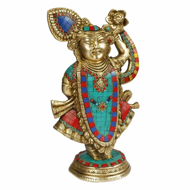 BRASS DWARKADHISH BHAGWAN Lord Shrinath Ji Krishna Idol Statue £470.28 ...