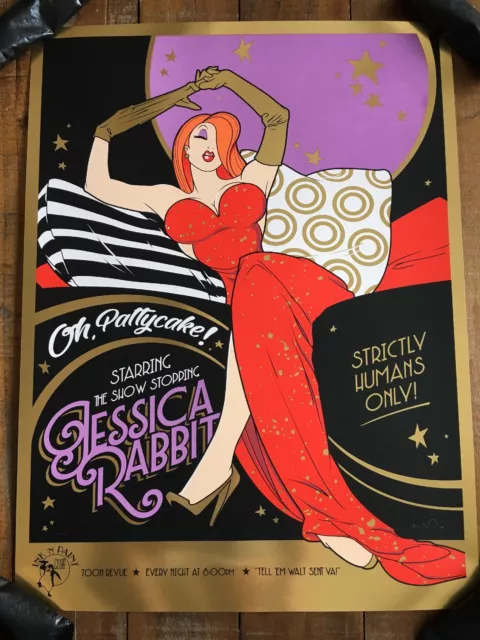 WHO FRAMED ROGER Rabbit Movie Poster Gold Art Print Jessica Rabbit SDCC ...