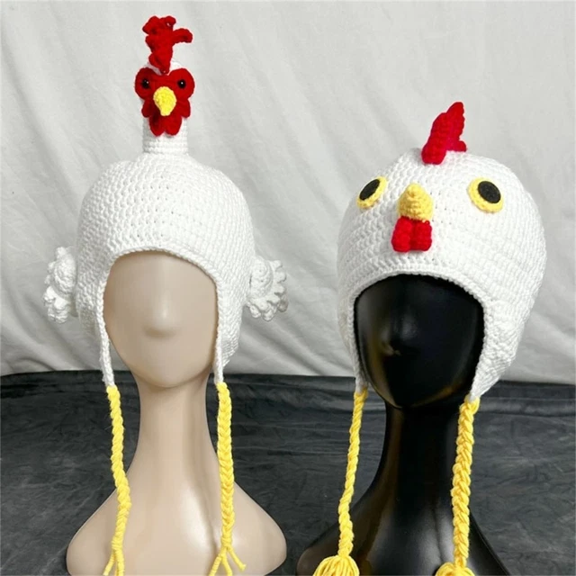 TURKEY FESTIVAL THEMED 3D Chicken Knitted Hat Soft Warm Unisex Party ...