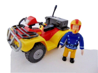FIREMAN SAM IN Crash Helmet Posable Figure With Rescue Quad Bike £4.99 ...