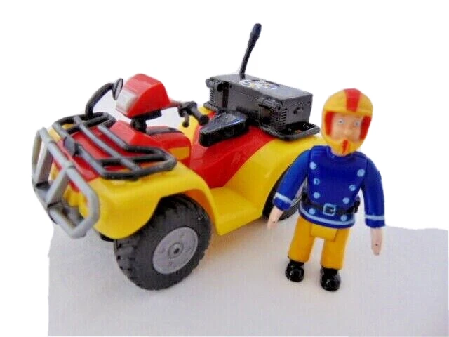 FIREMAN SAM IN Crash Helmet Posable Figure With Rescue Quad Bike £4.99 ...