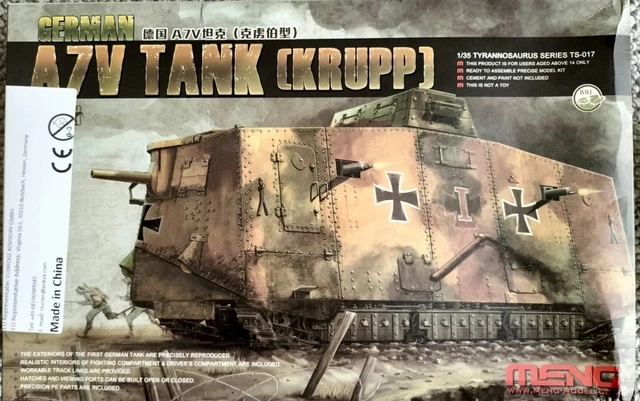 MENG 1/35 TYRANNOSAURUS Series TS-017 German A7V Tank (Krupp) WWI Model ...