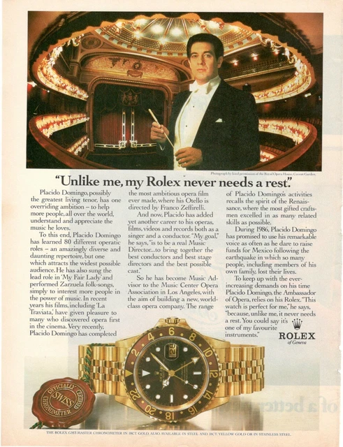 ROLEX WATCH GMT Master Chrono Original Advertisement Maestro Placido ...