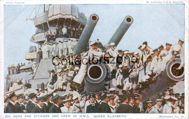 WW1 ROYAL NAVY Battleship HMS Queen Elizabeth Crew Printed Postcard £7. ...