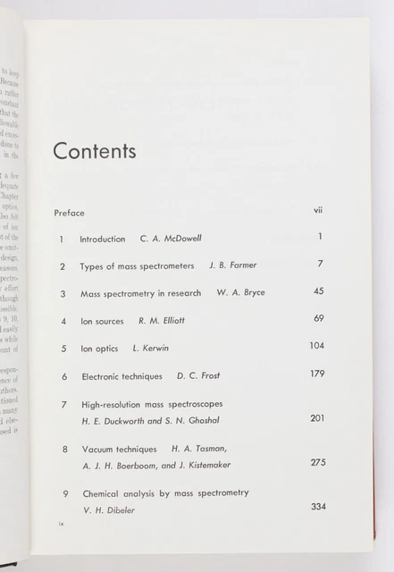 MASS SPECTROMETRY (MCGRAW-HILL Series in Advanced Chemistry) McDowell ...