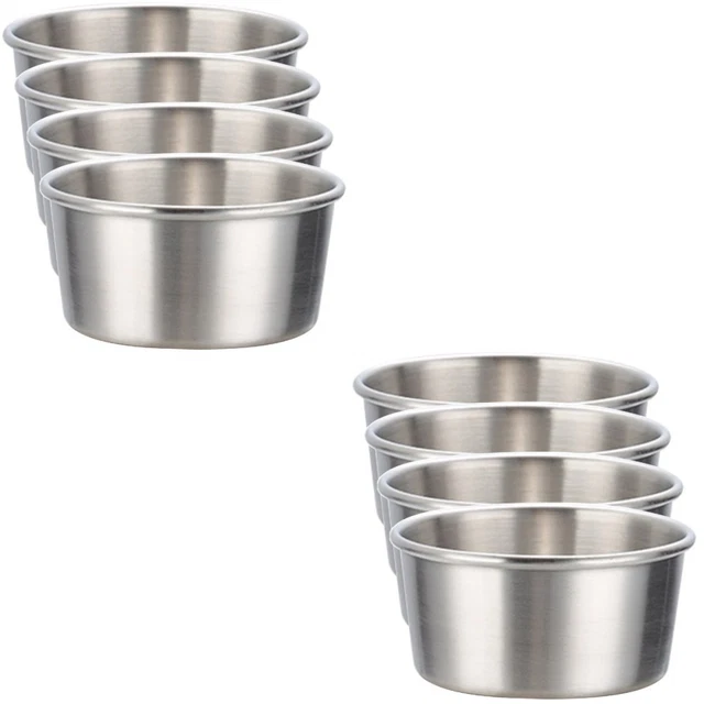 2 COUNT STAINLESS Steel Condiment Cup Sauce Cups Small Dipping Bowls £ ...