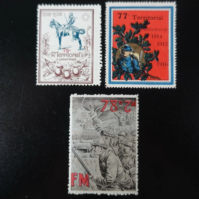 VIGNETTE COMMEMORATIVE LABELS 75° 77°78°Regiment Territorial Infantry £ ...