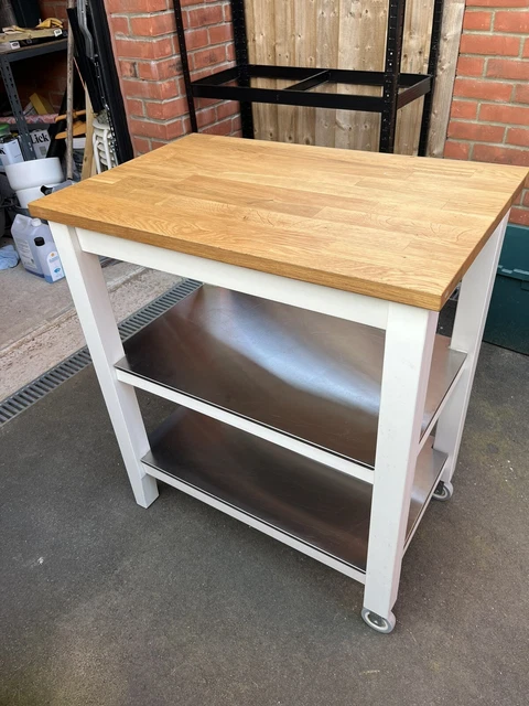 IKEA STENSTORP KITCHEN island trolley butchers block white/oak ...