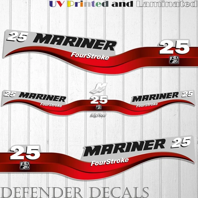 MARINER 25 HP four stroke outboard engine decal sticker set kit ...