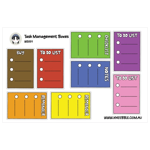 PLANNER STICKERS - Task Management Boxes with Checklist & To Do List ...